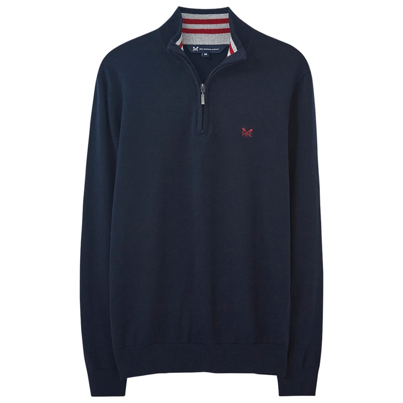 Crew Clothing Co. Mens 1/2 Zip Neck Fine Cotton Pullover (Navy) | Spor