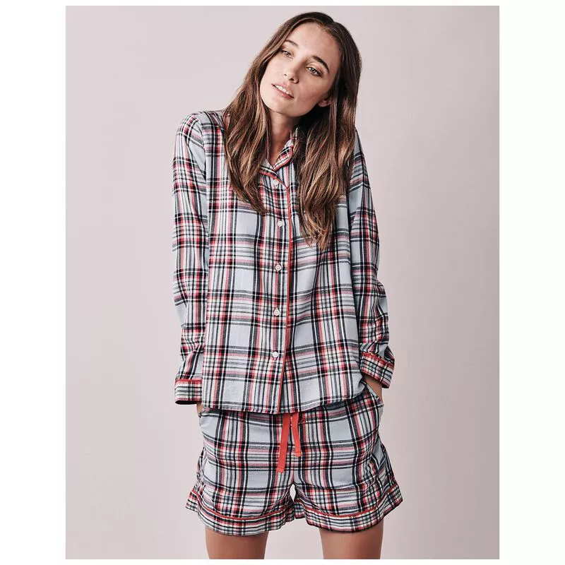 Crew Clothing Co. Womens Woven Check Pyjama Shirt (Blue Check) | Sport