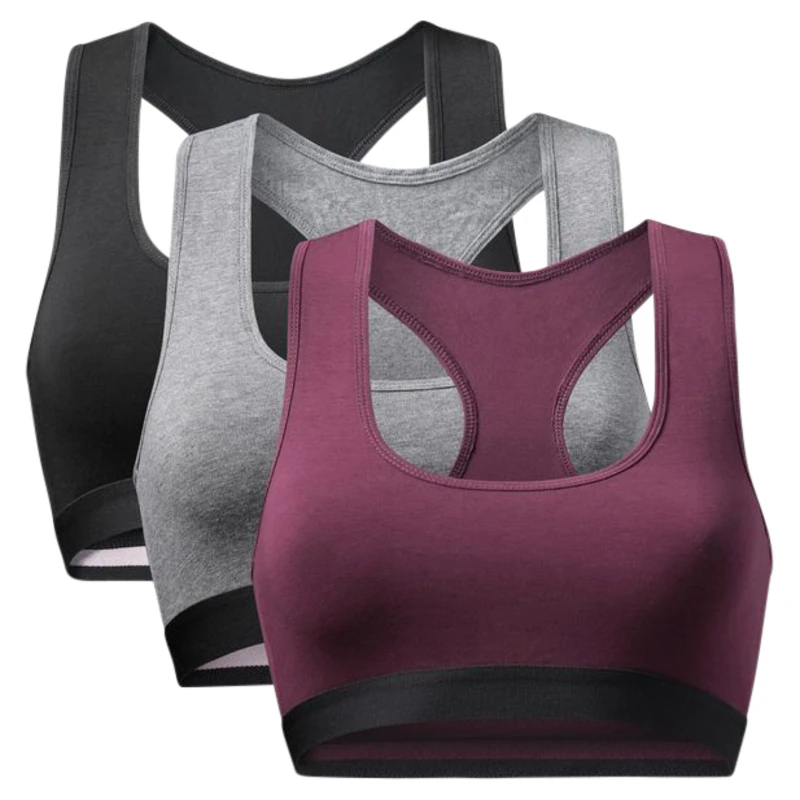 Danish Endurance Womens Organic 3 Pack Sports Bra (Black/Dark Grey/Win
