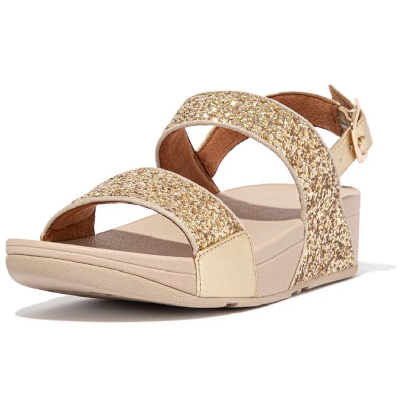 FitFlop Womens Lulu Glitter Backstrap Sandals (Platino) | Sportpursuit