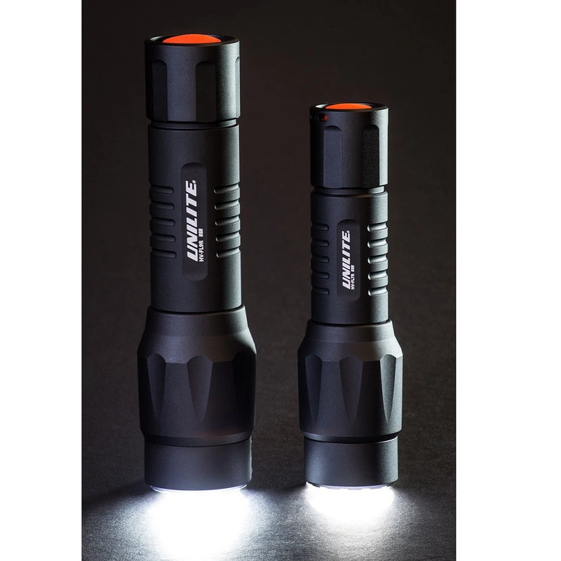 Unilite 900 Lumen LED Rechargeable Flashlight (Black/Hi-Vis Orange)