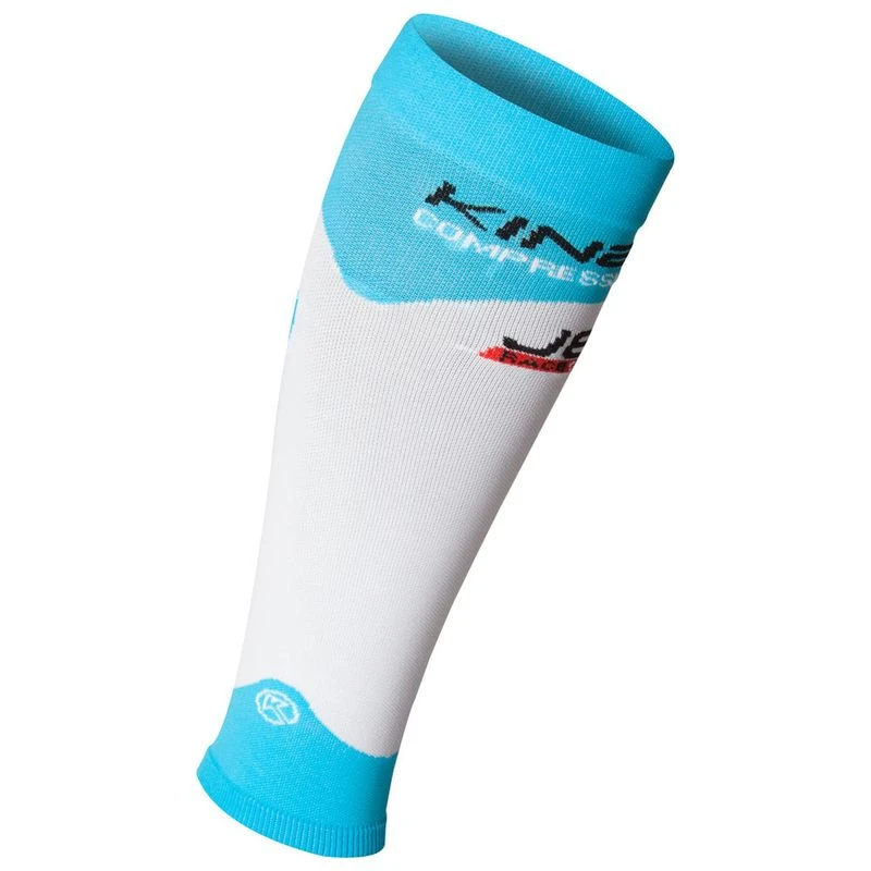 Kinetik Jet 2 Compression Calf Guards (White/Blue) | Sportpursuit.com