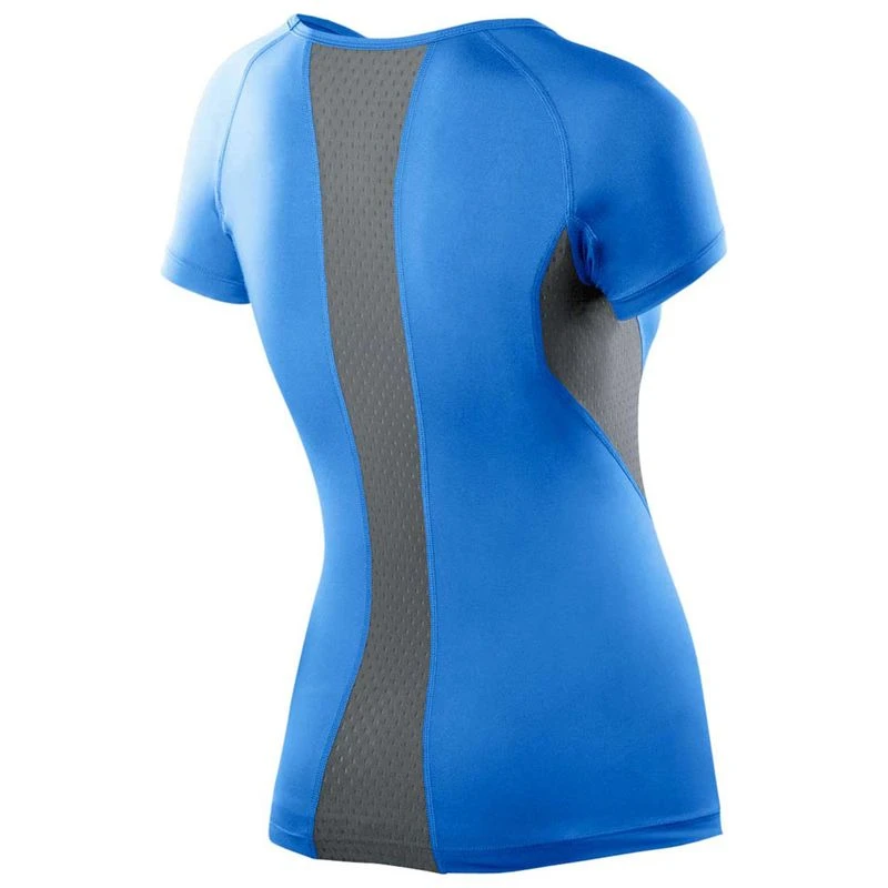 2XU Womens Base Compression Short Sleeve Top (Blue/Grey) | Sportpursui